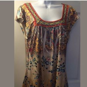 ONE WORLD | Tops | One World Paisley Floral Rocket Blouse Shirt Top ...